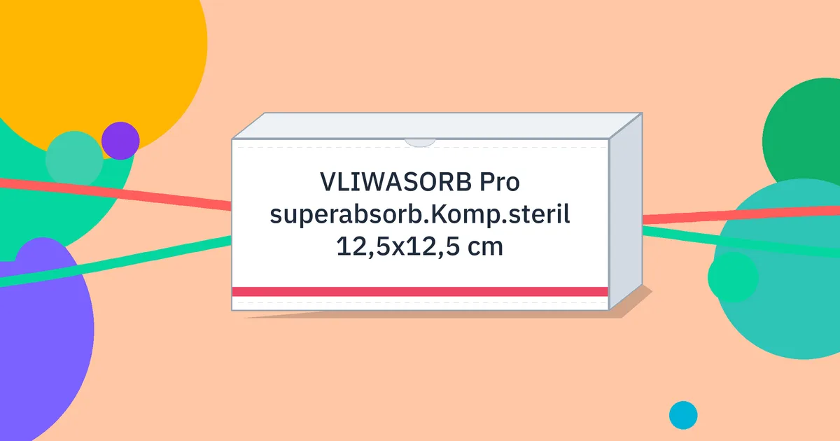 Symbolbild: Packung mit der Aufschrift VLIWASORB Pro superabsorb.Komp.steril 12,5x12,5 cm (PZN 15824250) – Verfügbarkeit und Bezug in Apotheken in Frankfurt am Main