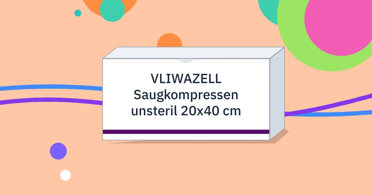 Symbolbild: Packung mit der Aufschrift VLIWAZELL Saugkompressen unsteril 20x40 cm (PZN 04871743) – Verfügbarkeit und Bezug in Apotheken in Frankfurt am Main