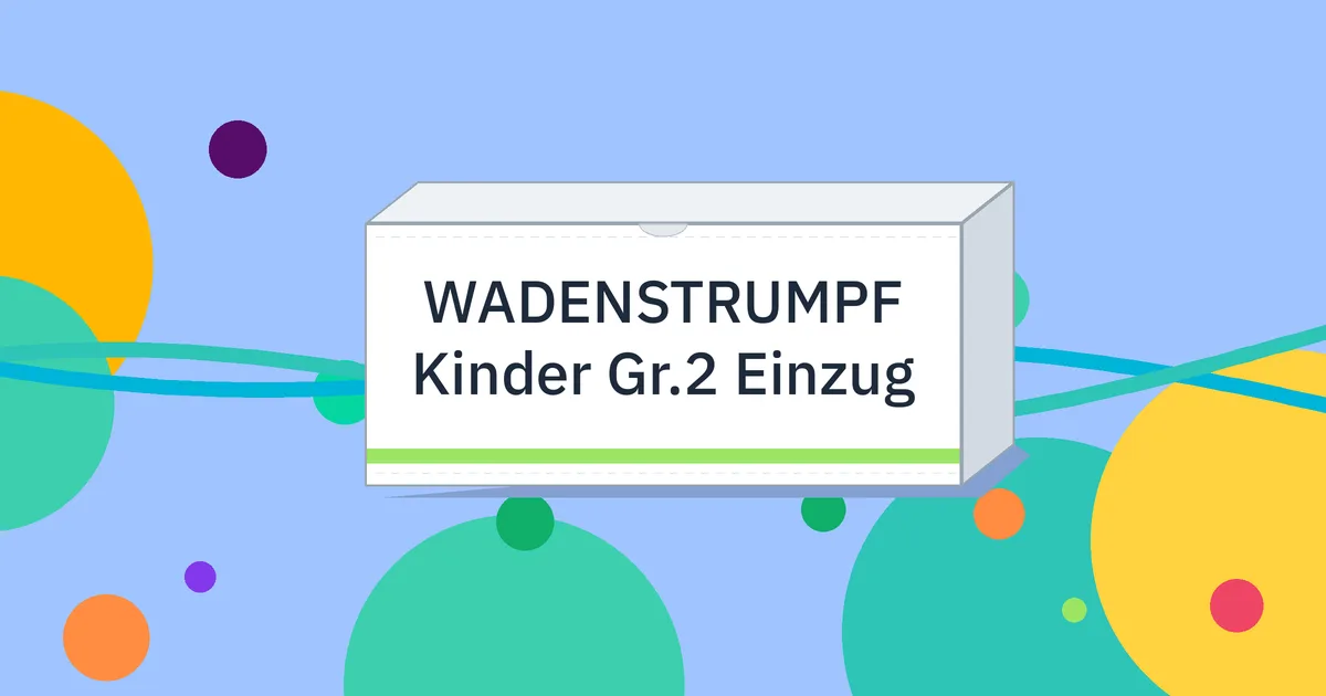Symbolbild: Packung mit der Aufschrift WADENSTRUMPF Kinder Gr.2 Einzug (PZN 01738498) – Verfügbarkeit und Bezug in Apotheken in Frankfurt am Main