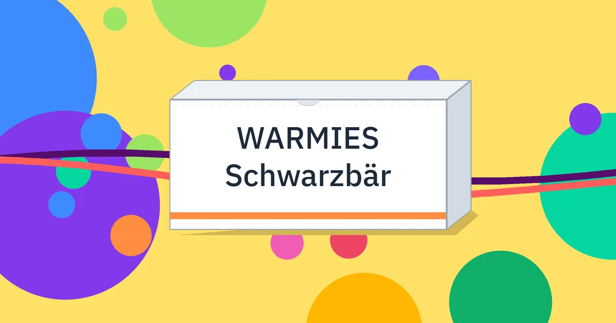 Symbolbild: Packung mit der Aufschrift WARMIES Schwarzbär (PZN 16926828) – Verfügbarkeit und Bezug in Apotheken in Frankfurt am Main