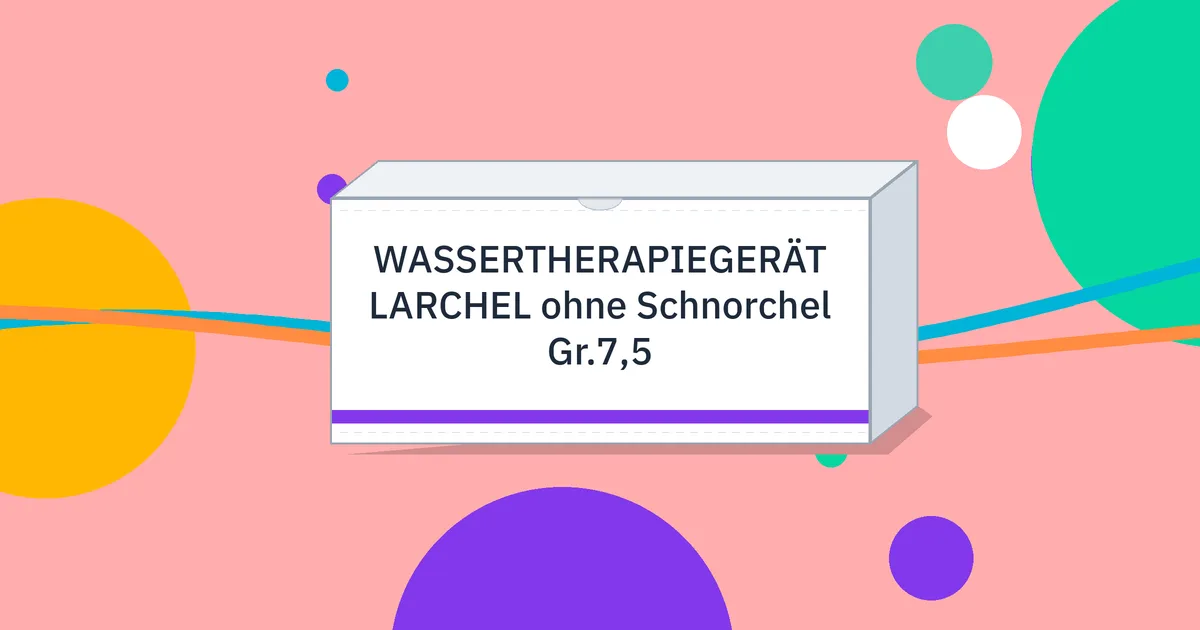 Symbolbild: Packung mit der Aufschrift WASSERTHERAPIEGERÄT LARCHEL ohne Schnorchel Gr.7,5 (PZN 20228047) – Verfügbarkeit und Bezug in Apotheken in Frankfurt am Main