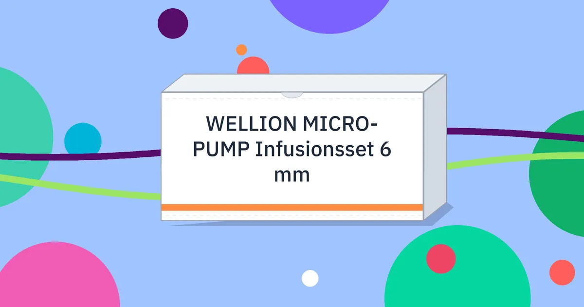 Symbolbild: Packung mit der Aufschrift WELLION MICRO-PUMP Infusionsset 6 mm (PZN 16704401) – Verfügbarkeit und Bezug in Apotheken in Frankfurt am Main