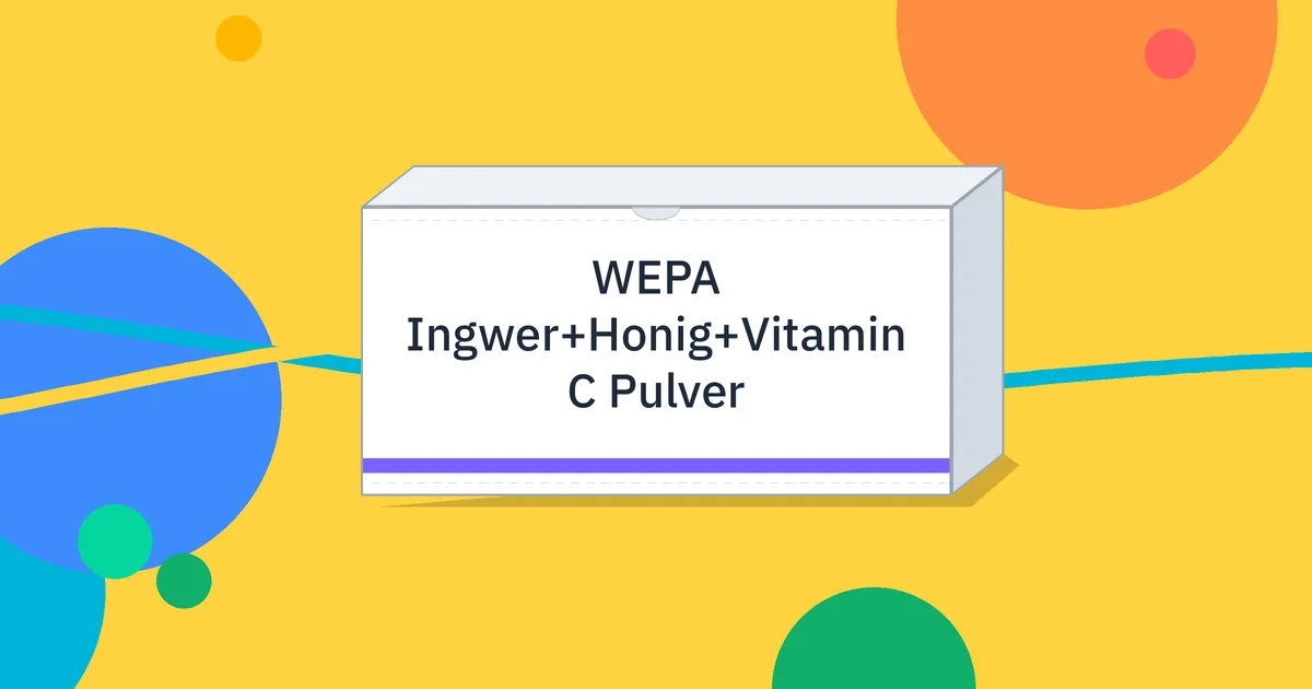 Symbolbild: Packung mit der Aufschrift WEPA Ingwer+Honig+Vitamin C Pulver (PZN 18336999) – Verfügbarkeit und Bezug in Apotheken in Frankfurt am Main