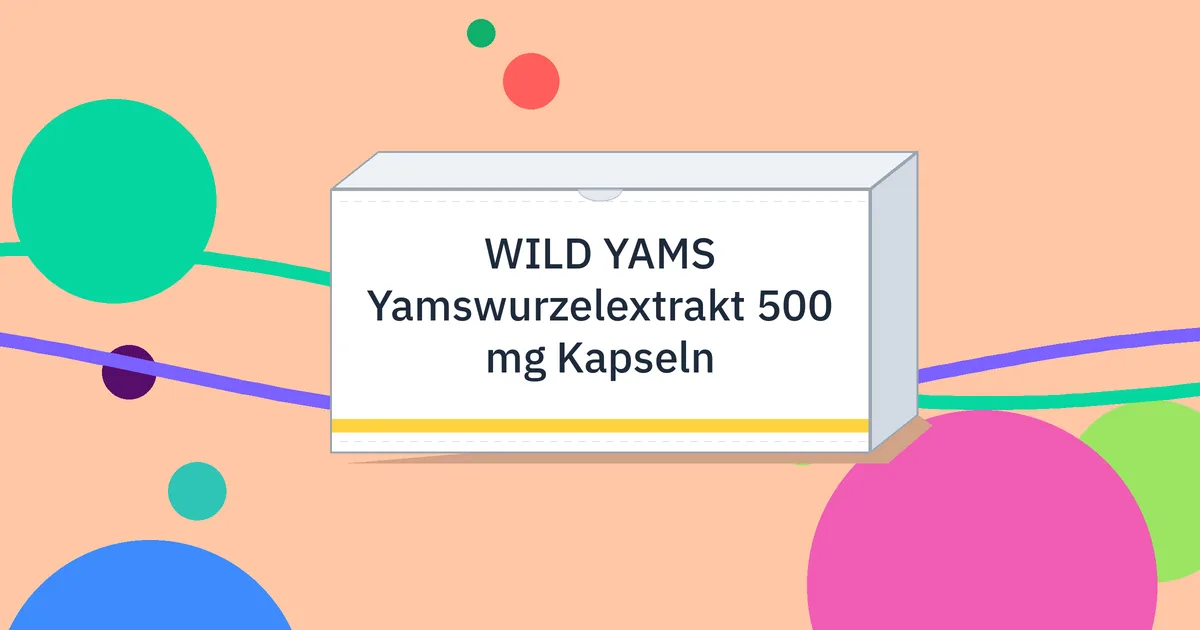 Symbolbild: Packung mit der Aufschrift WILD YAMS Yamswurzelextrakt 500 mg Kapseln (PZN 16686413) – Verfügbarkeit und Bezug in Apotheken in Frankfurt am Main