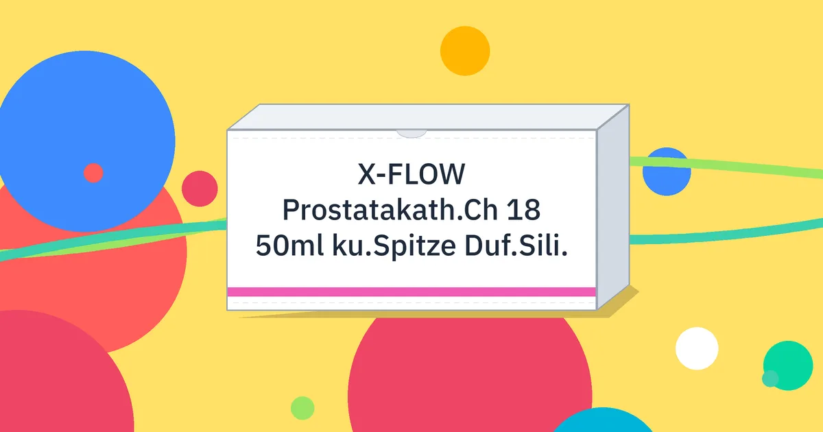 Symbolbild: Packung mit der Aufschrift X-FLOW Prostatakath.Ch 18 50ml ku.Spitze Duf.Sili. (PZN 17508518) – Verfügbarkeit und Bezug in Apotheken in Frankfurt am Main