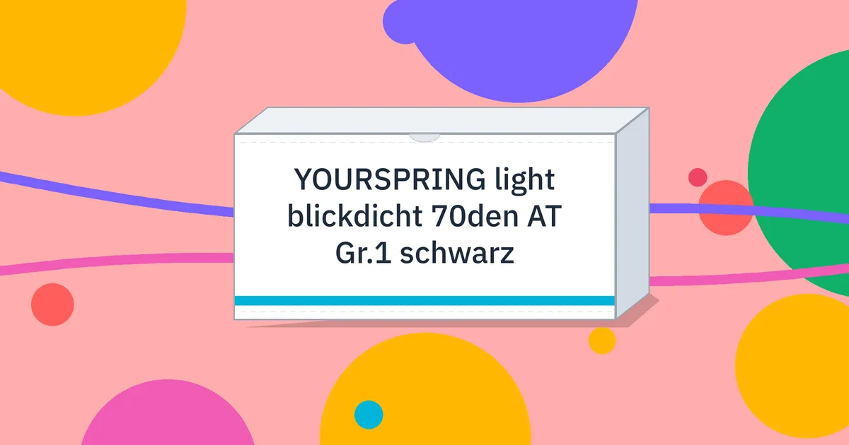 Symbolbild: Packung mit der Aufschrift YOURSPRING light blickdicht 70den AT Gr.1 schwarz (PZN 18056722) – Verfügbarkeit und Bezug in Apotheken in Frankfurt am Main