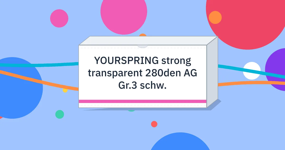 Symbolbild: Packung mit der Aufschrift YOURSPRING strong transparent 280den AG Gr.3 schw. (PZN 18057986) – Verfügbarkeit und Bezug in Apotheken in Frankfurt am Main