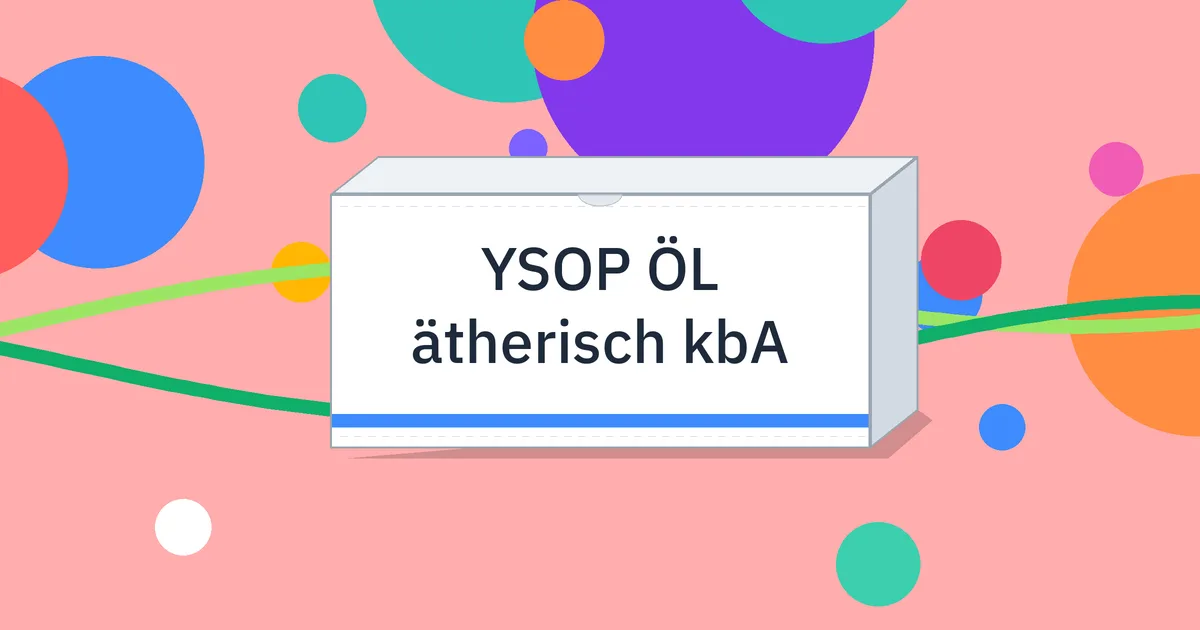Symbolbild: Packung mit der Aufschrift YSOP ÖL ätherisch kbA (PZN 00722348) – Verfügbarkeit und Bezug in Apotheken in Frankfurt am Main
