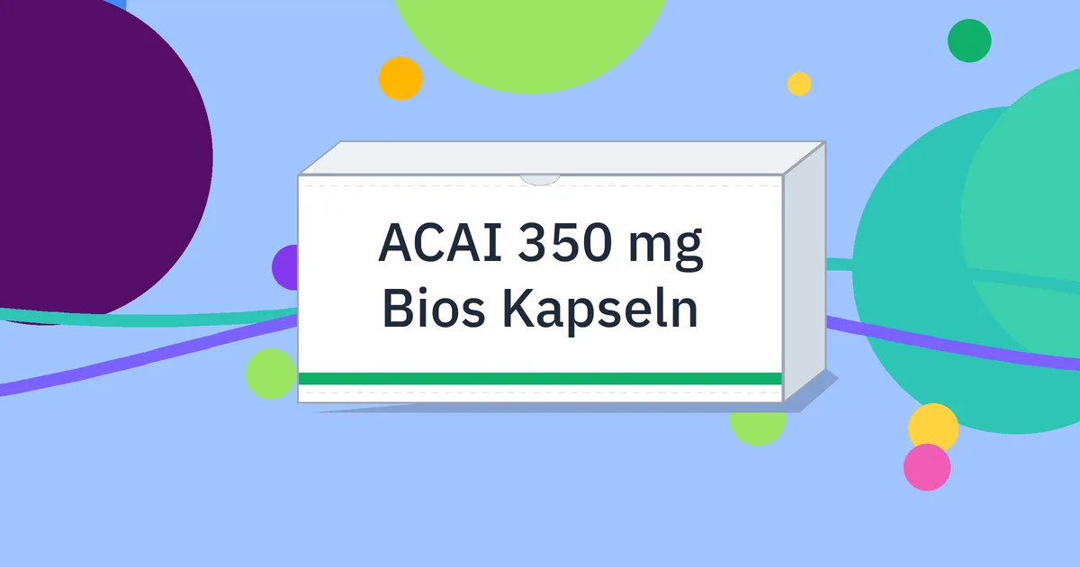 Symbolbild: Packung mit der Aufschrift ACAI 350 mg Bios Kapseln (PZN 09272585) – Verfügbarkeit und Bezug in Apotheken in Frankfurt am Main