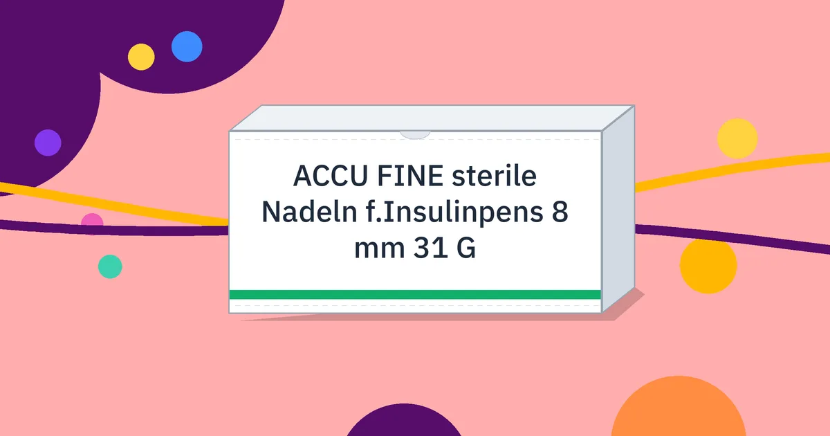 Symbolbild: Packung mit der Aufschrift ACCU FINE sterile Nadeln f.Insulinpens 8 mm 31 G (PZN 16021091) – Verfügbarkeit und Bezug in Apotheken in Frankfurt am Main