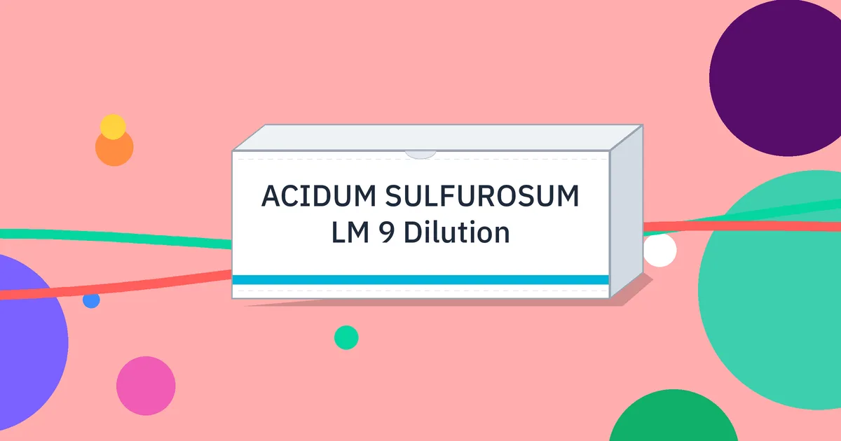 Symbolbild: Packung mit der Aufschrift ACIDUM SULFUROSUM LM 9 Dilution (PZN 13284743) – Verfügbarkeit und Bezug in Apotheken in Frankfurt am Main
