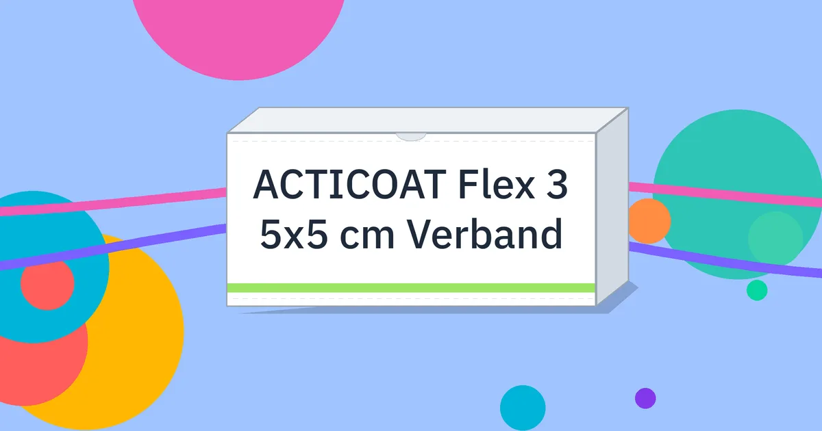 Symbolbild: Packung mit der Aufschrift ACTICOAT Flex 3 5x5 cm Verband (PZN 10382244) – Verfügbarkeit und Bezug in Apotheken in Frankfurt am Main