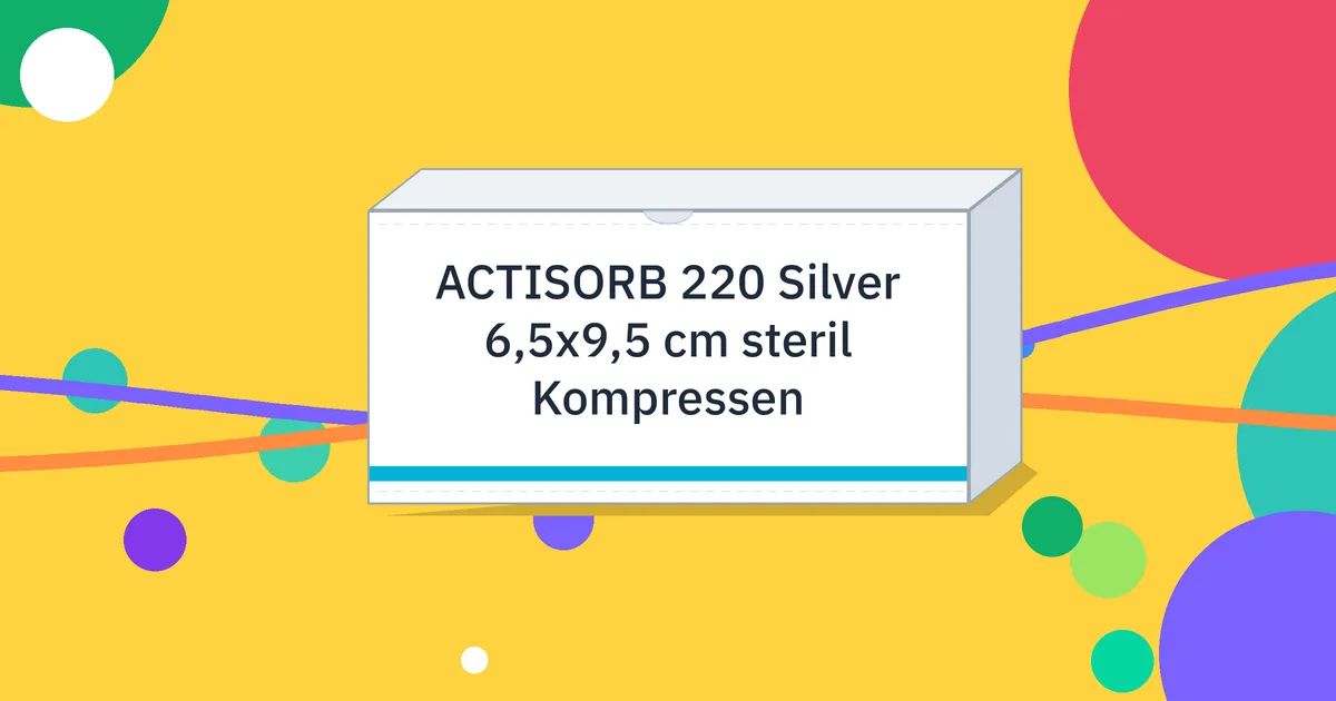 Symbolbild: Packung mit der Aufschrift ACTISORB 220 Silver 6,5x9,5 cm steril Kompressen (PZN 03424143) – Verfügbarkeit und Bezug in Apotheken in Frankfurt am Main