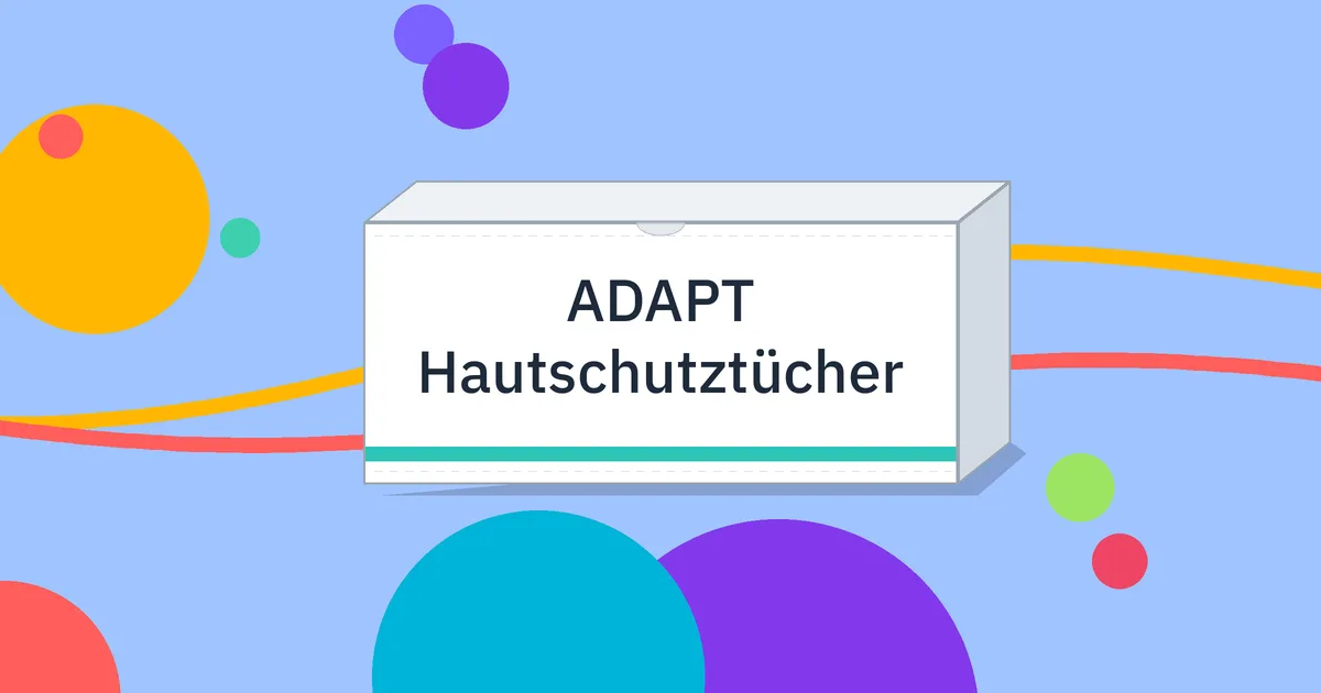 Symbolbild: Packung mit der Aufschrift ADAPT Hautschutztücher (PZN 11516882) – Verfügbarkeit und Bezug in Apotheken in Frankfurt am Main