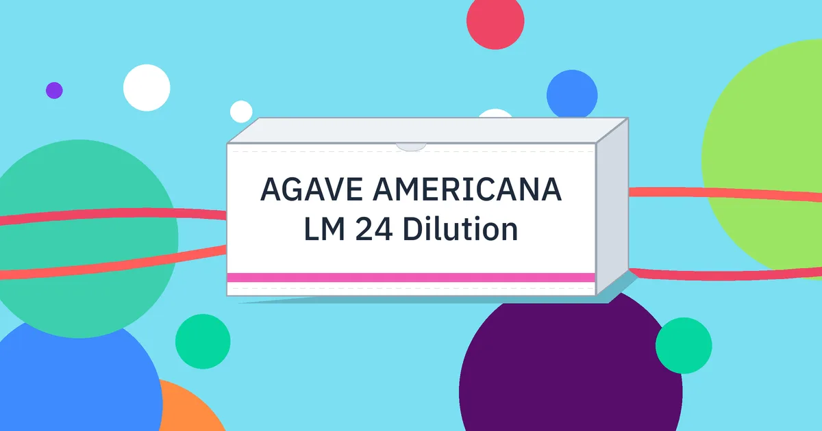 Symbolbild: Packung mit der Aufschrift AGAVE AMERICANA LM 24 Dilution (PZN 13305043) – Verfügbarkeit und Bezug in Apotheken in Frankfurt am Main