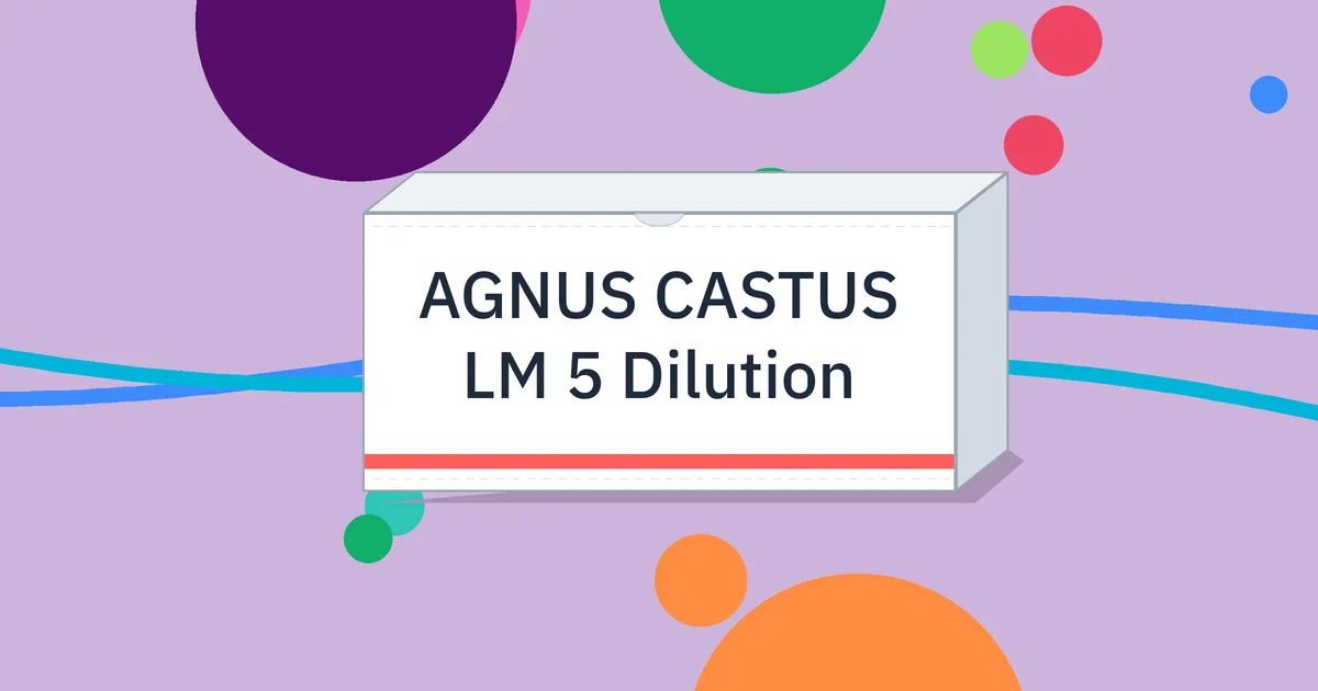 Symbolbild: Packung mit der Aufschrift AGNUS CASTUS LM 5 Dilution (PZN 13305250) – Verfügbarkeit und Bezug in Apotheken in Frankfurt am Main