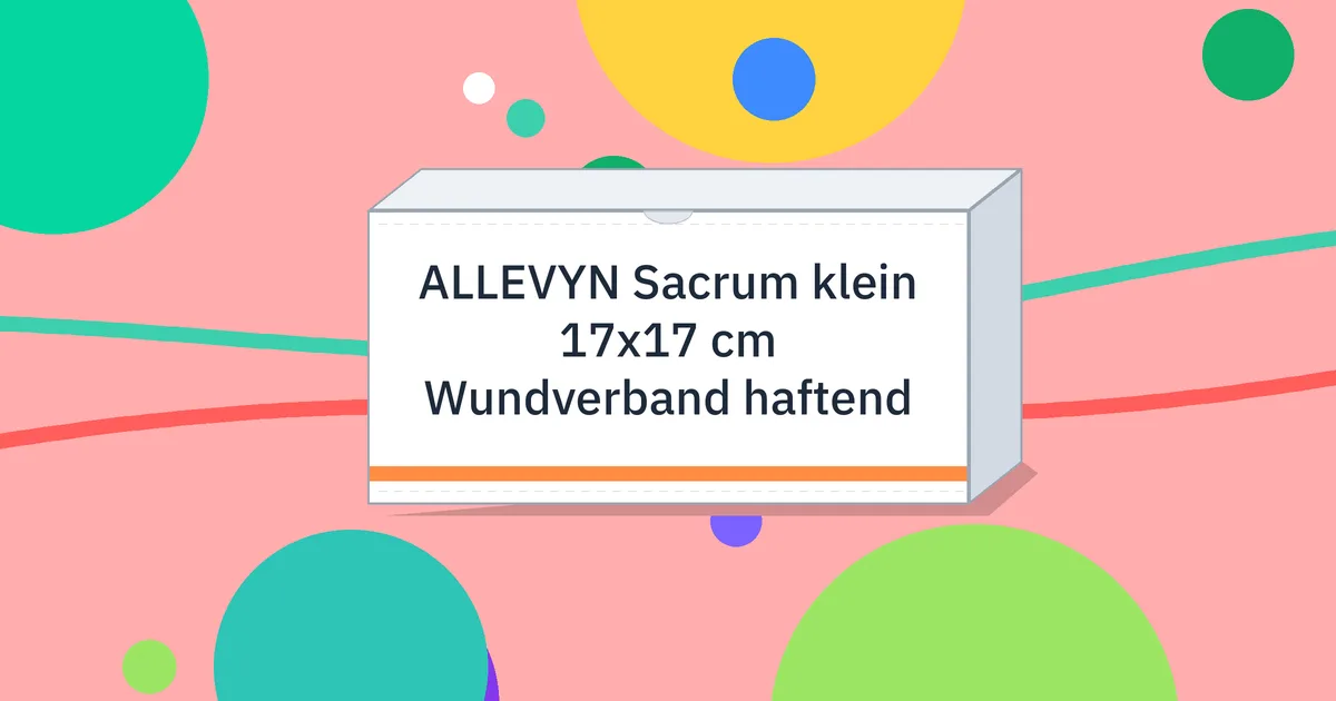 Symbolbild: Packung mit der Aufschrift ALLEVYN Sacrum klein 17x17 cm Wundverband haftend (PZN 09288379) – Verfügbarkeit und Bezug in Apotheken in Frankfurt am Main