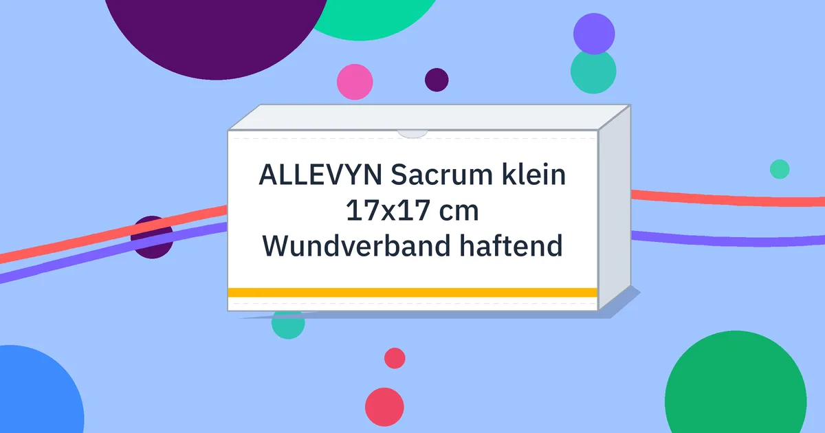 Symbolbild: Packung mit der Aufschrift ALLEVYN Sacrum klein 17x17 cm Wundverband haftend (PZN 16913168) – Verfügbarkeit und Bezug in Apotheken in Frankfurt am Main