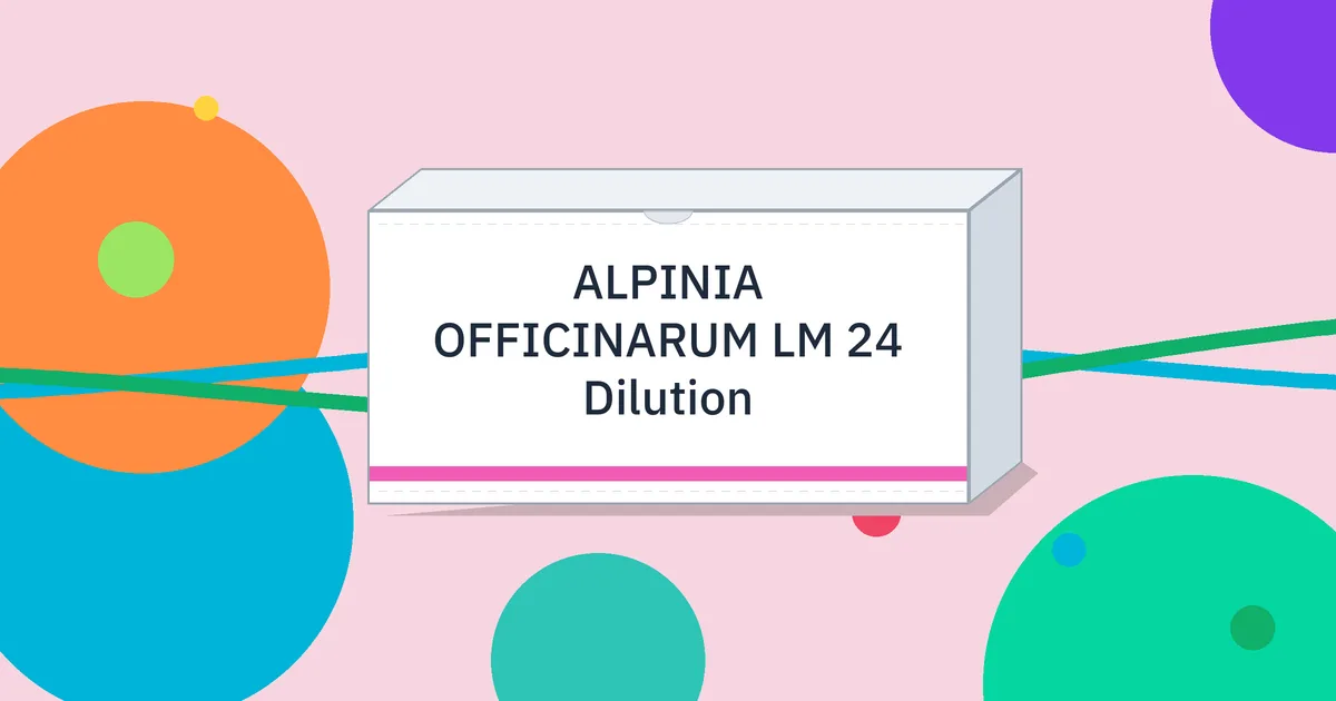 Symbolbild: Packung mit der Aufschrift ALPINIA OFFICINARUM LM 24 Dilution (PZN 13313976) – Verfügbarkeit und Bezug in Apotheken in Frankfurt am Main