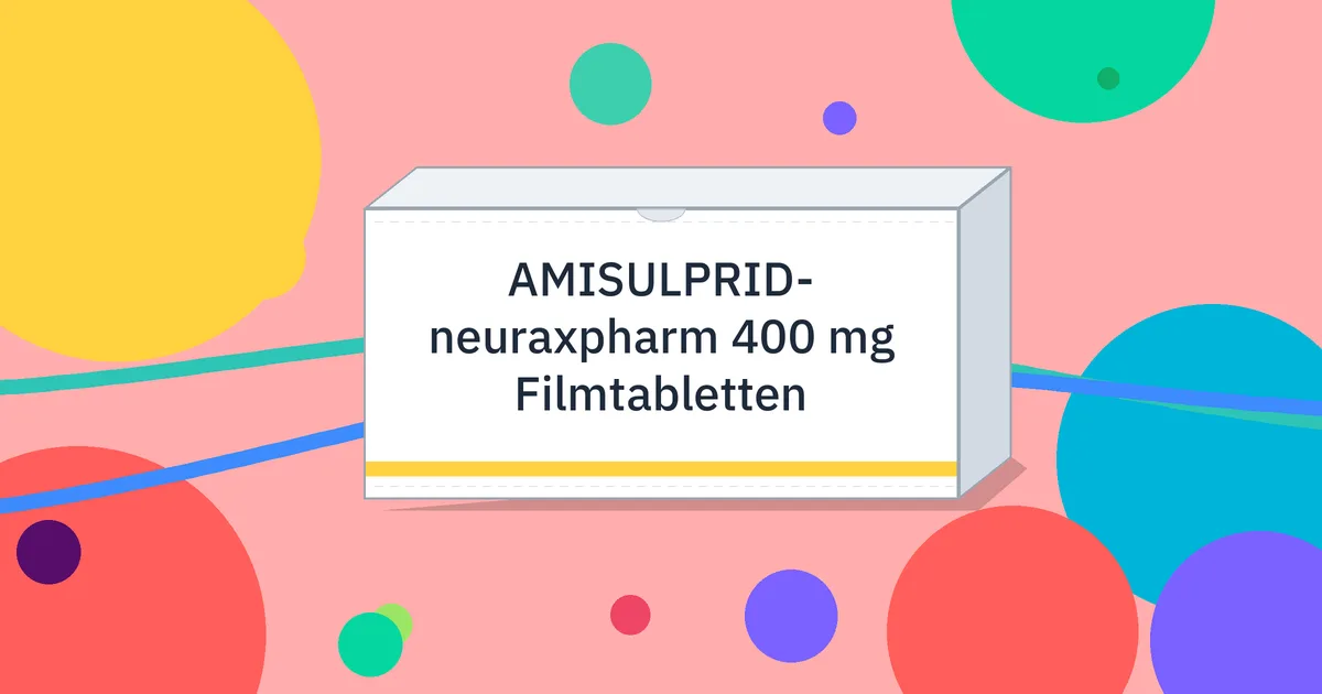 Symbolbild: Packung mit der Aufschrift AMISULPRID-neuraxpharm 400 mg Filmtabletten (PZN 03836733) – Verfügbarkeit und Bezug in Apotheken in Frankfurt am Main