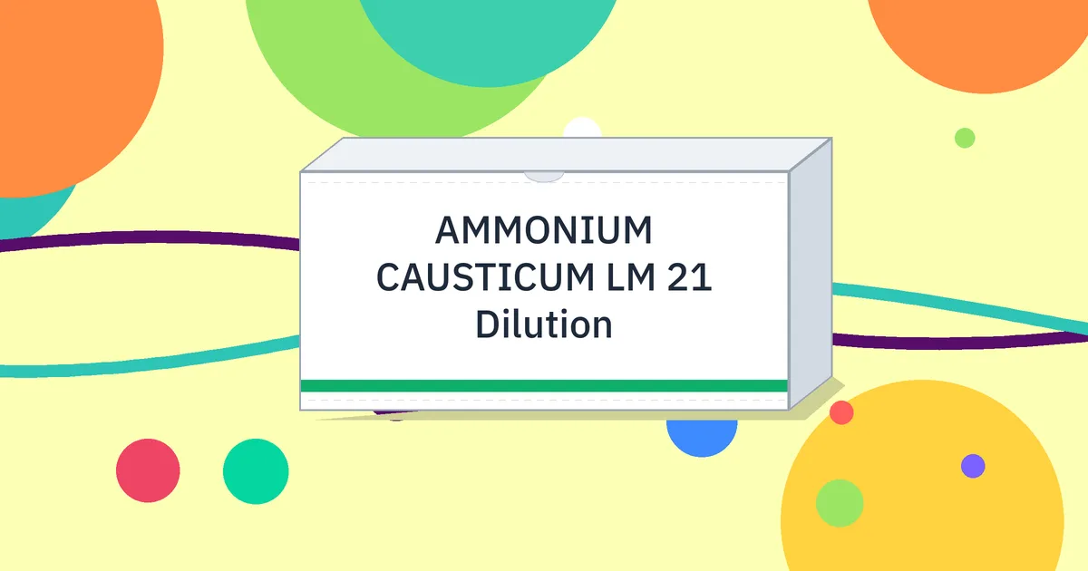 Symbolbild: Packung mit der Aufschrift AMMONIUM CAUSTICUM LM 21 Dilution (PZN 13320982) – Verfügbarkeit und Bezug in Apotheken in Frankfurt am Main