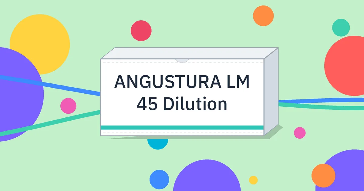 Symbolbild: Packung mit der Aufschrift ANGUSTURA LM 45 Dilution (PZN 13368687) – Verfügbarkeit und Bezug in Apotheken in Frankfurt am Main
