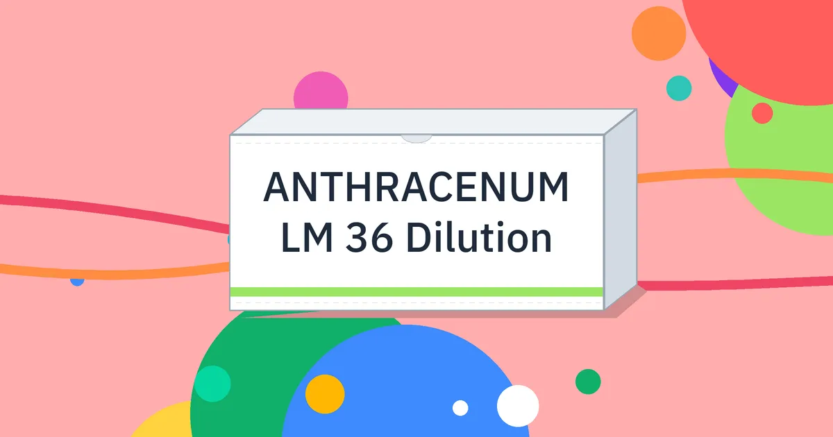 Symbolbild: Packung mit der Aufschrift ANTHRACENUM LM 36 Dilution (PZN 13370514) – Verfügbarkeit und Bezug in Apotheken in Frankfurt am Main
