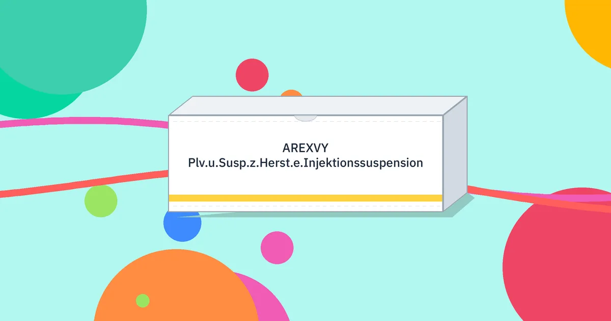 Symbolbild: Packung mit der Aufschrift AREXVY Plv.u.Susp.z.Herst.e.Injektionssuspension (PZN 18373575) – Verfügbarkeit und Bezug in Apotheken in Frankfurt am Main