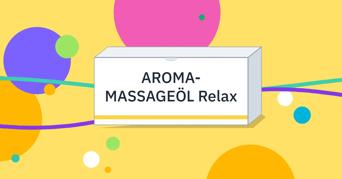 Symbolbild: Packung mit der Aufschrift AROMA-MASSAGEÖL Relax (PZN 11599773) – Verfügbarkeit und Bezug in Apotheken in Frankfurt am Main