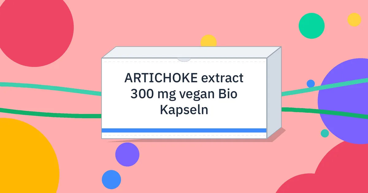 Symbolbild: Packung mit der Aufschrift ARTICHOKE extract 300 mg vegan Bio Kapseln (PZN 18745350) – Verfügbarkeit und Bezug in Apotheken in Frankfurt am Main