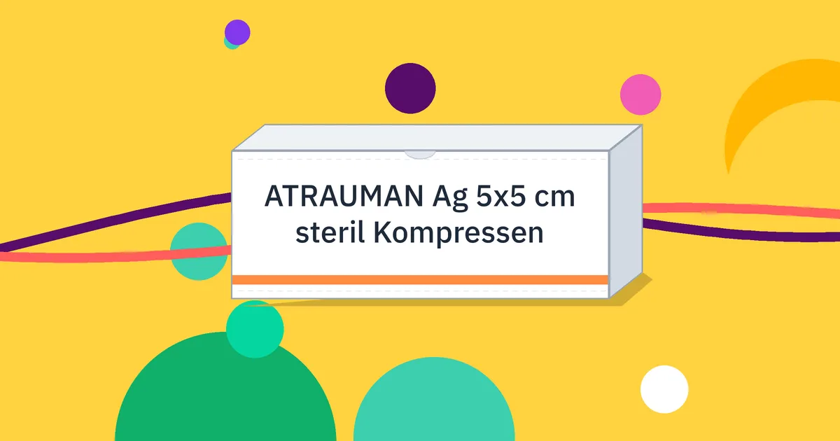Symbolbild: Packung mit der Aufschrift ATRAUMAN Ag 5x5 cm steril Kompressen (PZN 11219894) – Verfügbarkeit und Bezug in Apotheken in Frankfurt am Main
