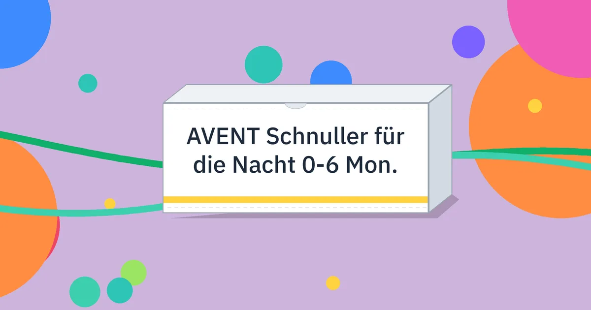 Symbolbild: Packung mit der Aufschrift AVENT Schnuller für die Nacht 0-6 Mon. (PZN 06468661) – Verfügbarkeit und Bezug in Apotheken in Frankfurt am Main