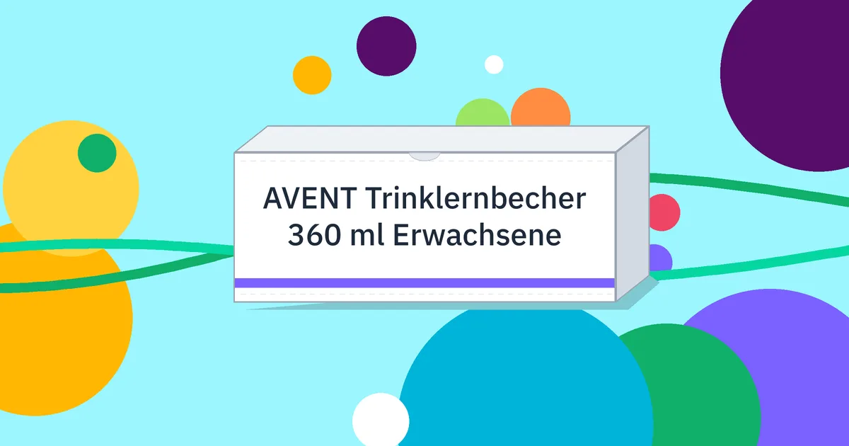Symbolbild: Packung mit der Aufschrift AVENT Trinklernbecher 360 ml Erwachsene (PZN 04762971) – Verfügbarkeit und Bezug in Apotheken in Frankfurt am Main