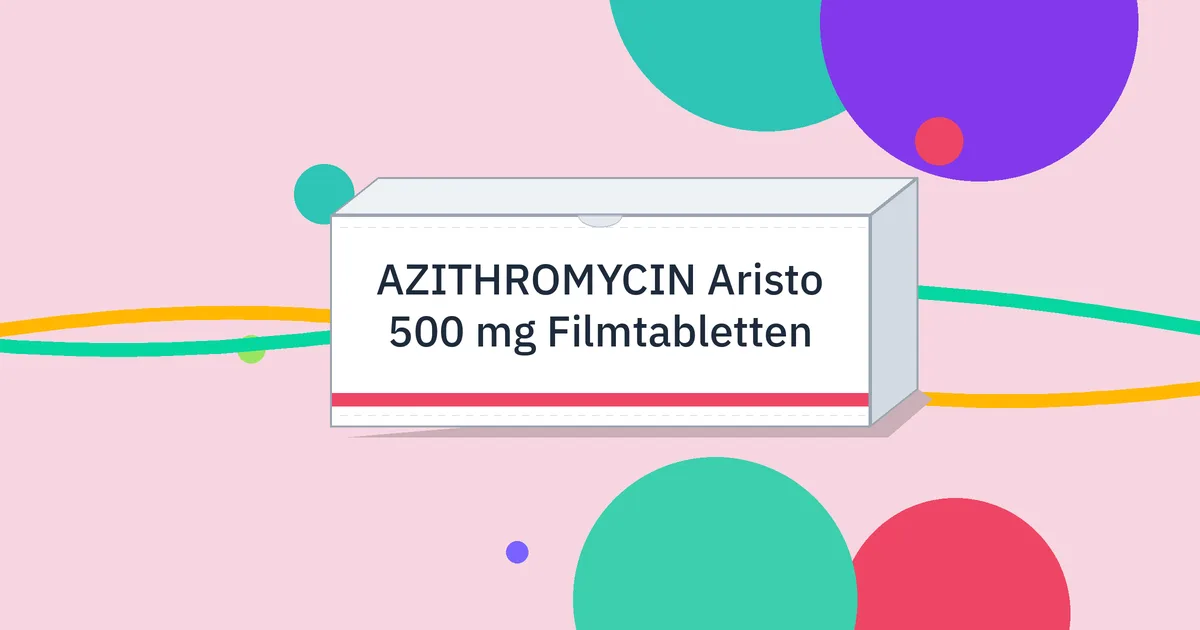 Symbolbild: Packung mit der Aufschrift AZITHROMYCIN Aristo 500 mg Filmtabletten (PZN 05508861) – Verfügbarkeit und Bezug in Apotheken in Frankfurt am Main