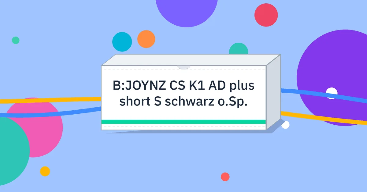 Symbolbild: Packung mit der Aufschrift B:JOYNZ CS K1 AD plus short S schwarz o.Sp. (PZN 20528192) – Verfügbarkeit und Bezug in Apotheken in Frankfurt am Main