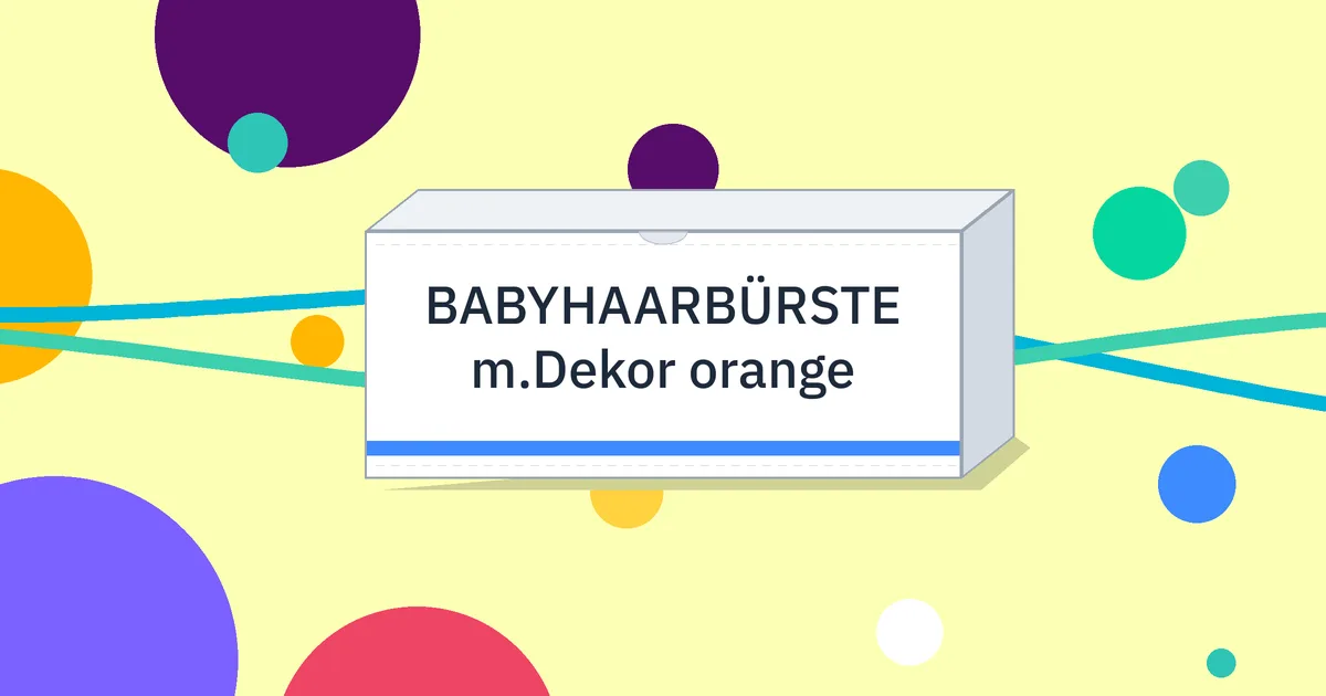 Symbolbild: Packung mit der Aufschrift BABYHAARBÜRSTE m.Dekor orange (PZN 01724585) – Verfügbarkeit und Bezug in Apotheken in Frankfurt am Main