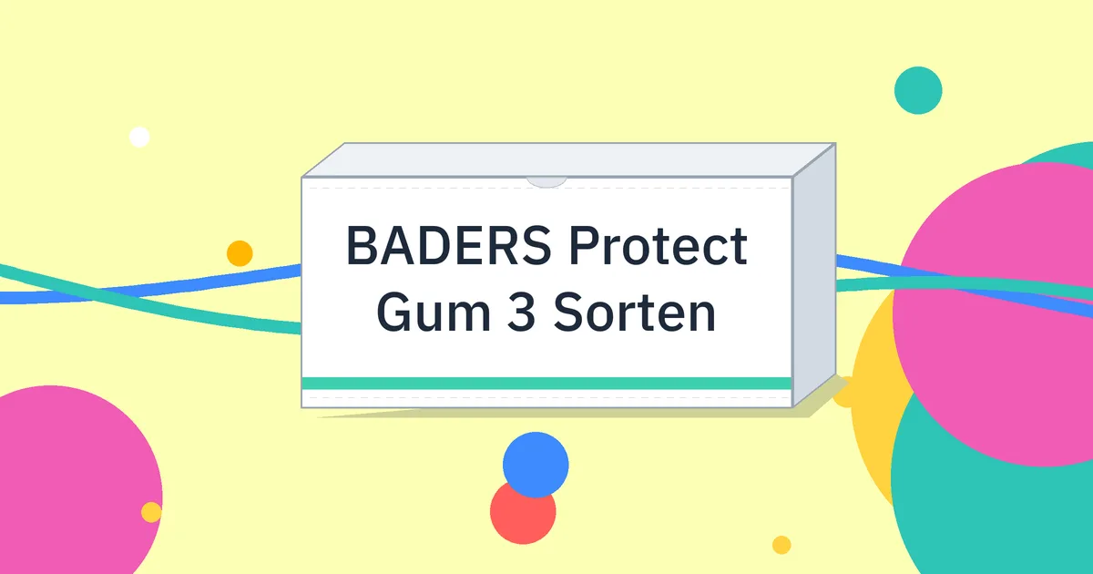 Symbolbild: Packung mit der Aufschrift BADERS Protect Gum 3 Sorten (PZN 16955557) – Verfügbarkeit und Bezug in Apotheken in Frankfurt am Main