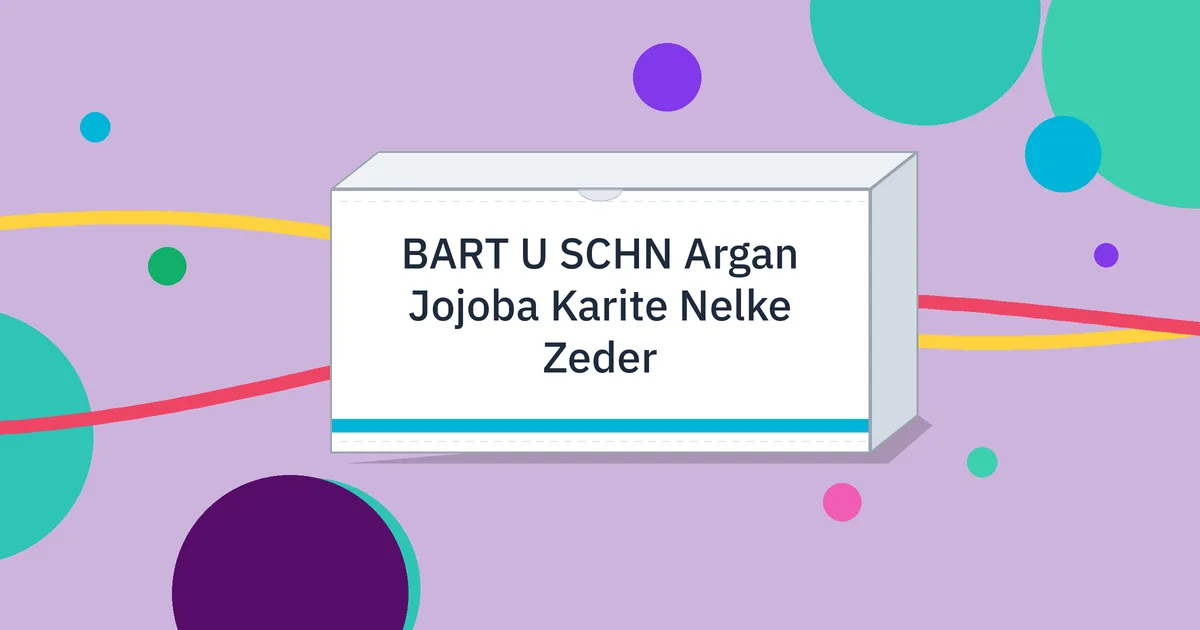 Symbolbild: Packung mit der Aufschrift BART U SCHN Argan Jojoba Karite Nelke Zeder (PZN 19399631) – Verfügbarkeit und Bezug in Apotheken in Frankfurt am Main