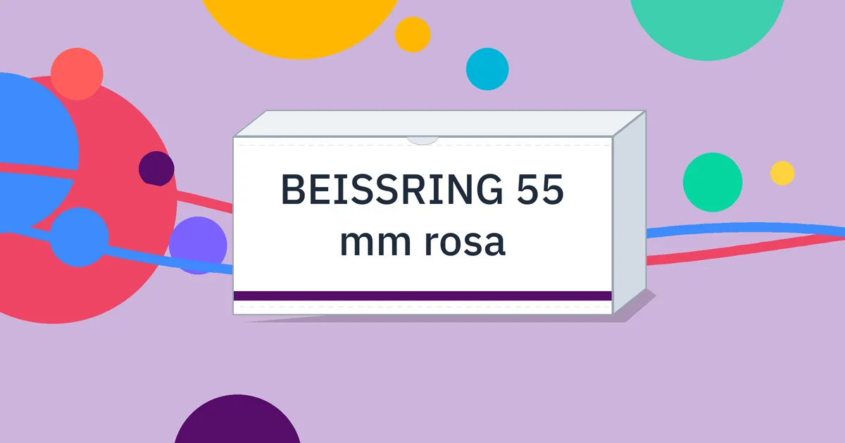 Symbolbild: Packung mit der Aufschrift BEISSRING 55 mm rosa (PZN 01724467) – Verfügbarkeit und Bezug in Apotheken in Frankfurt am Main