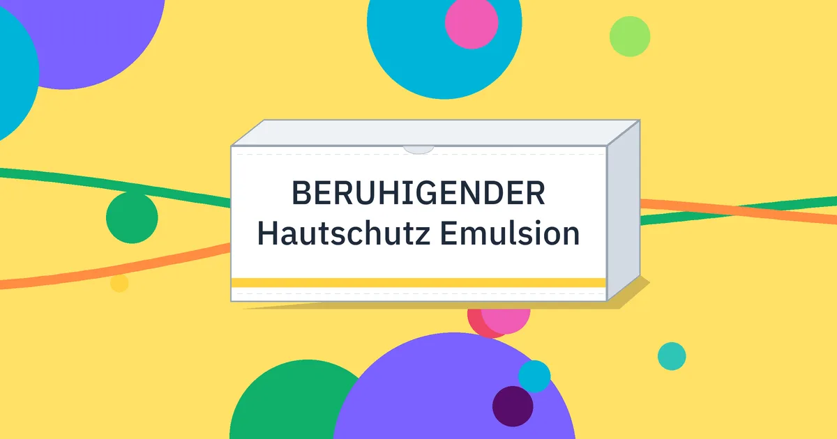 Symbolbild: Packung mit der Aufschrift BERUHIGENDER Hautschutz Emulsion (PZN 20649903) – Verfügbarkeit und Bezug in Apotheken in Frankfurt am Main