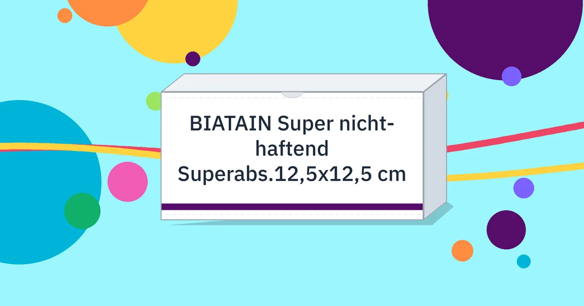 Symbolbild: Packung mit der Aufschrift BIATAIN Super nicht-haftend Superabs.12,5x12,5 cm (PZN 11117320) – Verfügbarkeit und Bezug in Apotheken in Frankfurt am Main