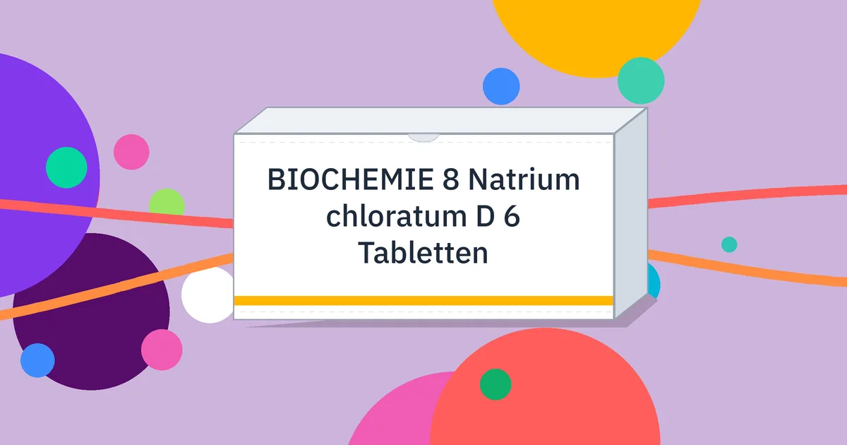 Symbolbild: Packung mit der Aufschrift BIOCHEMIE 8 Natrium chloratum D 6 Tabletten (PZN 03886659) – Verfügbarkeit und Bezug in Apotheken in Frankfurt am Main