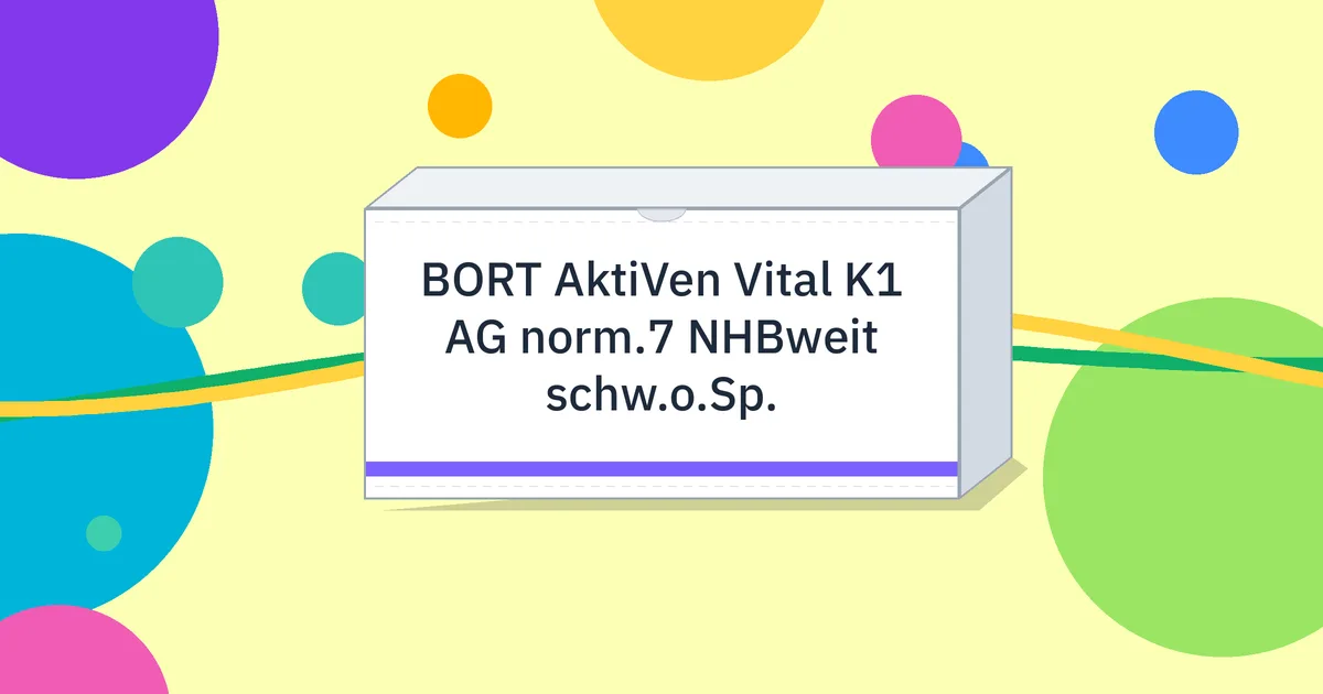 Symbolbild: Packung mit der Aufschrift BORT AktiVen Vital K1 AG norm.7 NHBweit schw.o.Sp. (PZN 13735743) – Verfügbarkeit und Bezug in Apotheken in Frankfurt am Main