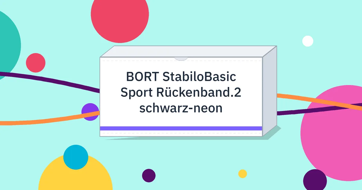 Symbolbild: Packung mit der Aufschrift BORT StabiloBasic Sport Rückenband.2 schwarz-neon (PZN 02743998) – Verfügbarkeit und Bezug in Apotheken in Frankfurt am Main