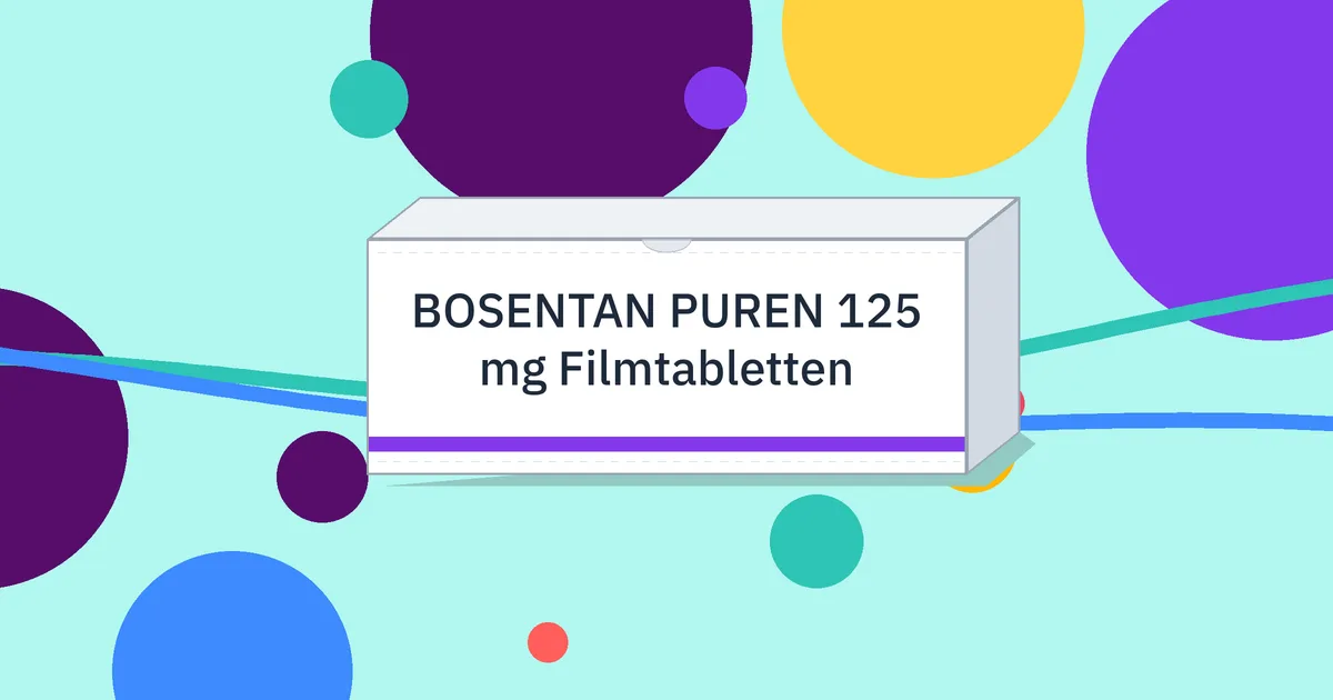 Symbolbild: Packung mit der Aufschrift BOSENTAN PUREN 125 mg Filmtabletten (PZN 19902219) – Verfügbarkeit und Bezug in Apotheken in Frankfurt am Main