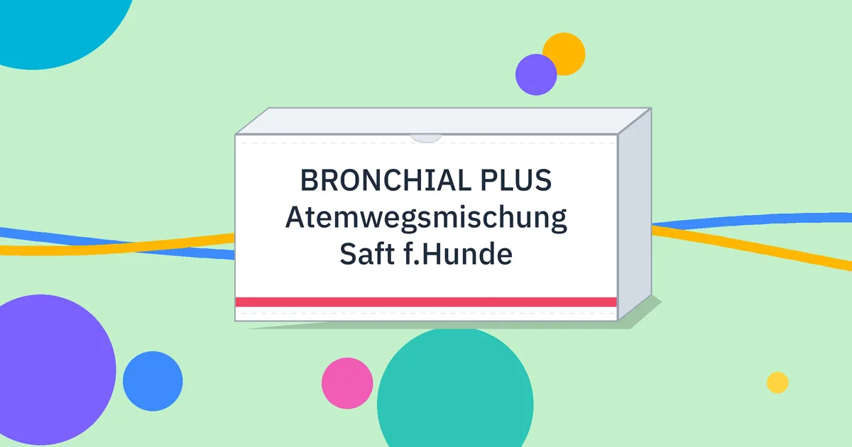 Symbolbild: Packung mit der Aufschrift BRONCHIAL PLUS Atemwegsmischung Saft f.Hunde (PZN 18293818) – Verfügbarkeit und Bezug in Apotheken in Frankfurt am Main