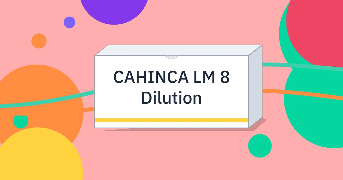 Symbolbild: Packung mit der Aufschrift CAHINCA LM 8 Dilution (PZN 13402875) – Verfügbarkeit und Bezug in Apotheken in Frankfurt am Main