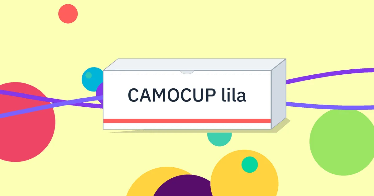 Symbolbild: Packung mit der Aufschrift CAMOCUP lila (PZN 02647378) – Verfügbarkeit und Bezug in Apotheken in Frankfurt am Main