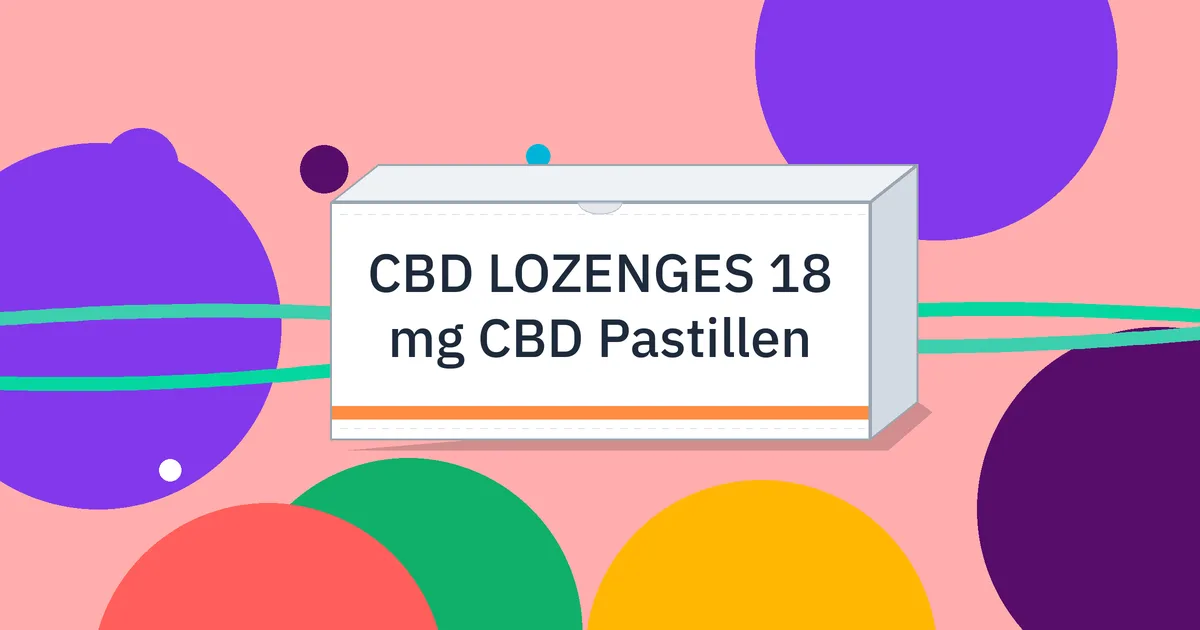 Symbolbild: Packung mit der Aufschrift CBD LOZENGES 18 mg CBD Pastillen (PZN 19398904) – Verfügbarkeit und Bezug in Apotheken in Frankfurt am Main