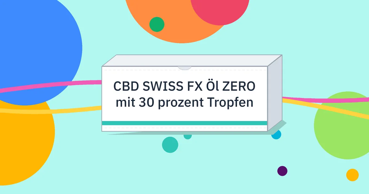 Symbolbild: Packung mit der Aufschrift CBD SWISS FX Öl ZERO mit 30 prozent Tropfen (PZN 17390695) – Verfügbarkeit und Bezug in Apotheken in Frankfurt am Main